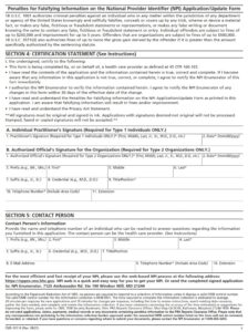 CMS 10114 – NATIONAL PROVIDER IDENTIFIER (NPI) APPLICATION/UPDATE FORM ...
