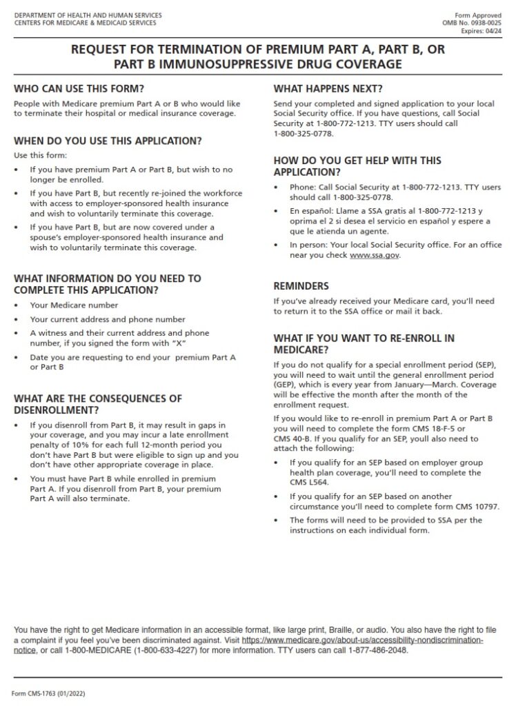 CMS 1763 – Request for Termination of Premium Hospital Insurance of ...