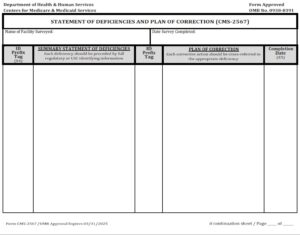 CMS 2567 – STATEMENT OF DEFICIENCIES AND PLAN OF CORRECTION | CMS Forms