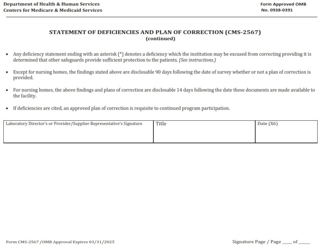 CMS 2567 – STATEMENT OF DEFICIENCIES AND PLAN OF CORRECTION | CMS Forms