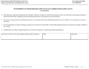 CMS 2567 – STATEMENT OF DEFICIENCIES AND PLAN OF CORRECTION | CMS Forms