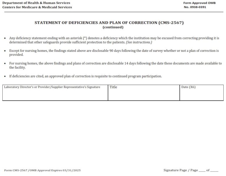 CMS 2567 – STATEMENT OF DEFICIENCIES AND PLAN OF CORRECTION | CMS Forms