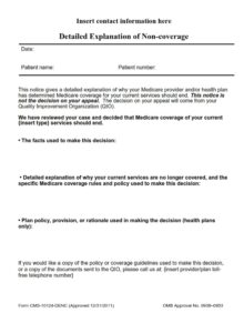 CMS 10124 – EXPEDITED REVIEW NOTICE-DETAILED EXPLANATION OF NON ...