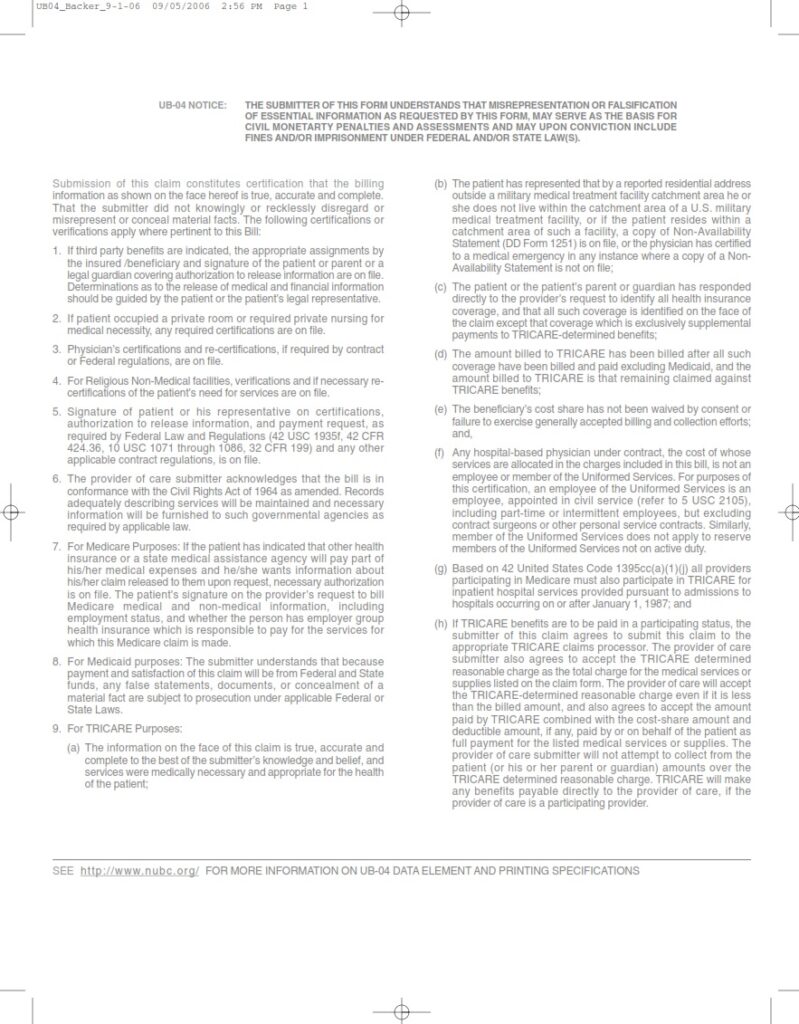 CMS 1450 – UB-04 Uniform Bill | CMS Forms