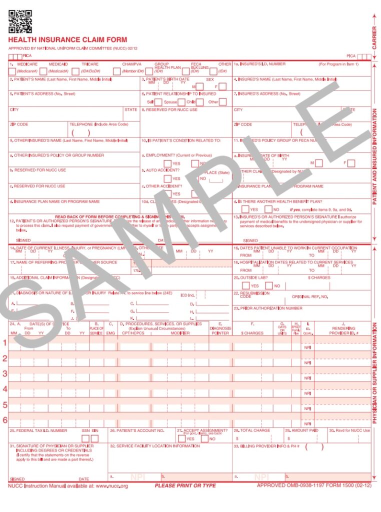 CMS 1500 – Health Insurance Claim Form | CMS Forms