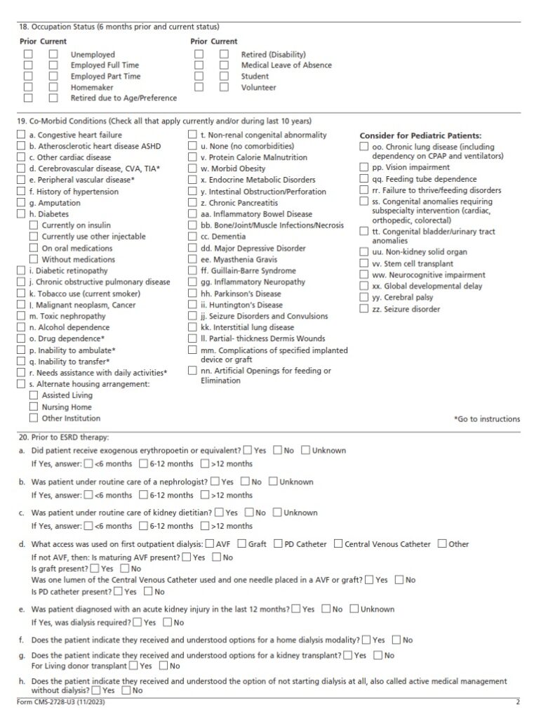 CMS 2728 – ESRD Medical Evidence Report Medicare Entitlement and/or ...
