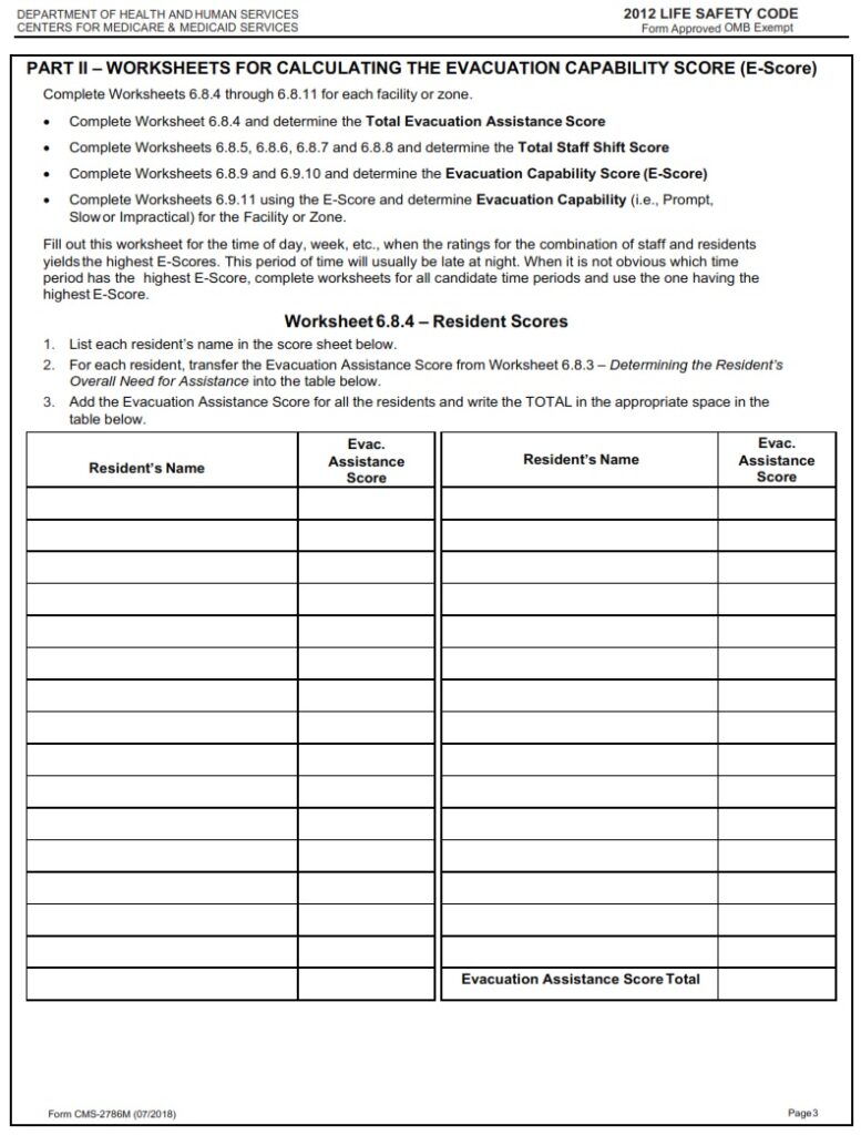 CMS 2786M – Worksheet for Determining Evacuation Capability – ICF-IID ...