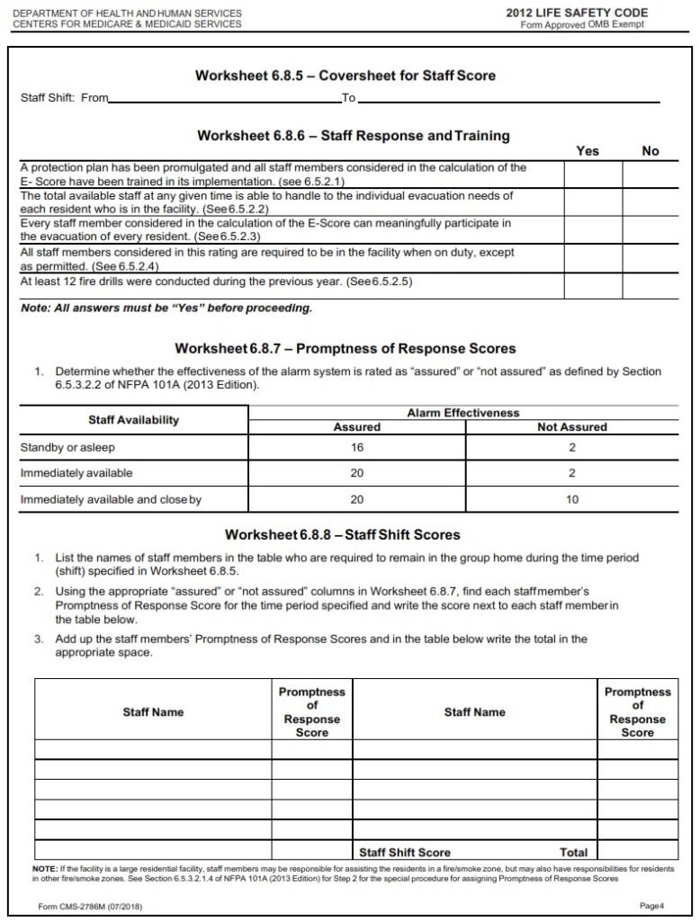 CMS 2786M – Worksheet for Determining Evacuation Capability – ICF-IID ...