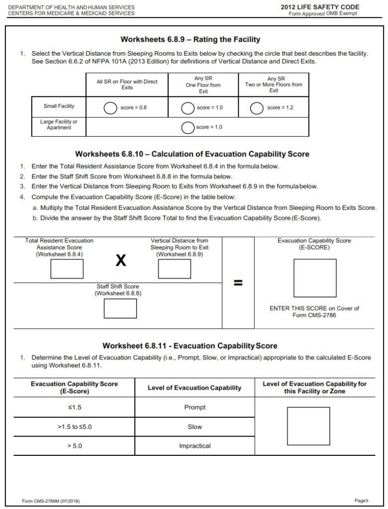 CMS 2786M – Worksheet for Determining Evacuation Capability – ICF-IID ...