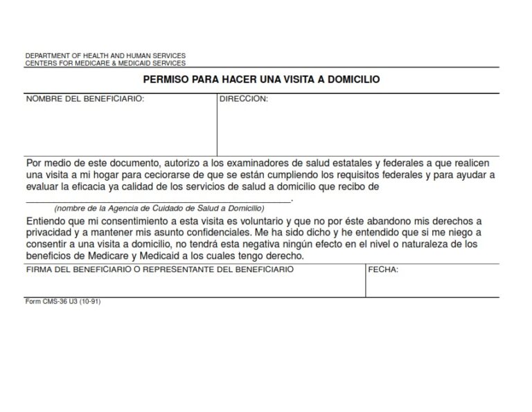 CMS 36 – CONSENT FOR HOME VISIT (Spanish) | CMS Forms