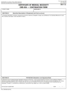 CMS 854 – Certificate of Medical Necessity – DME 11.02 | CMS Forms