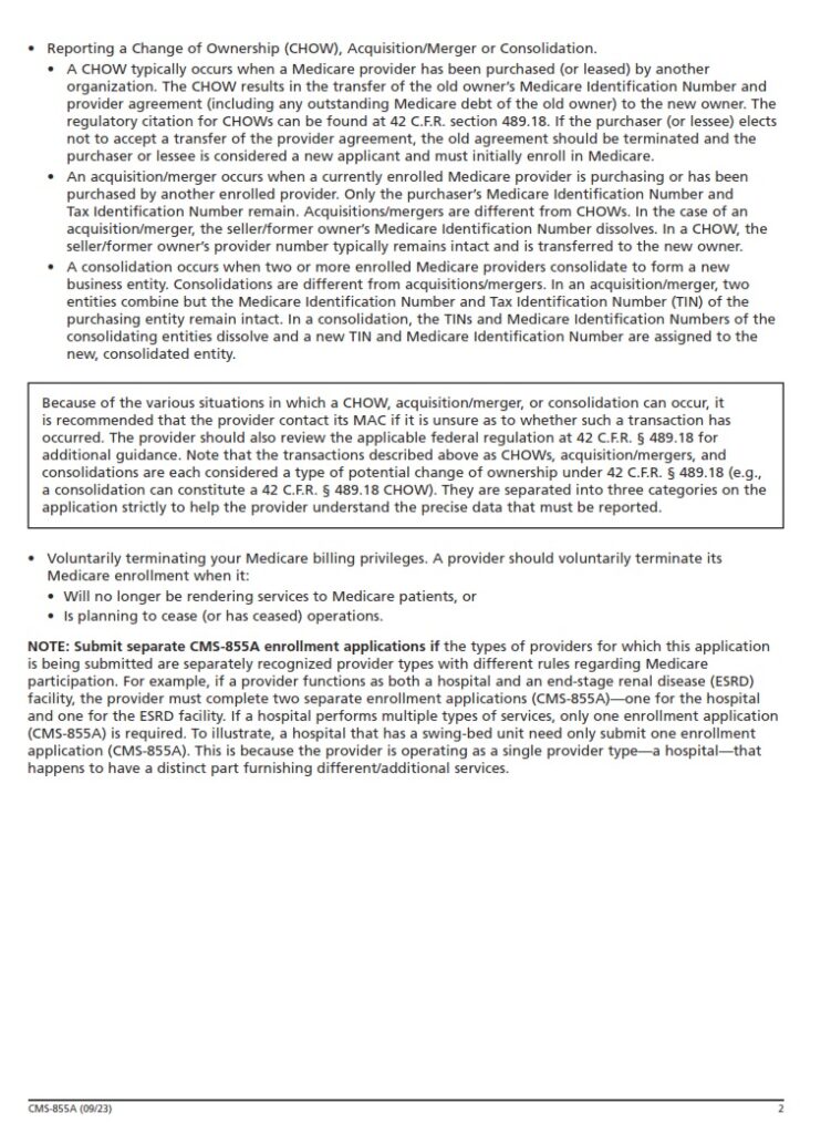 CMS 855A – Medicare Enrollment Application | CMS Forms